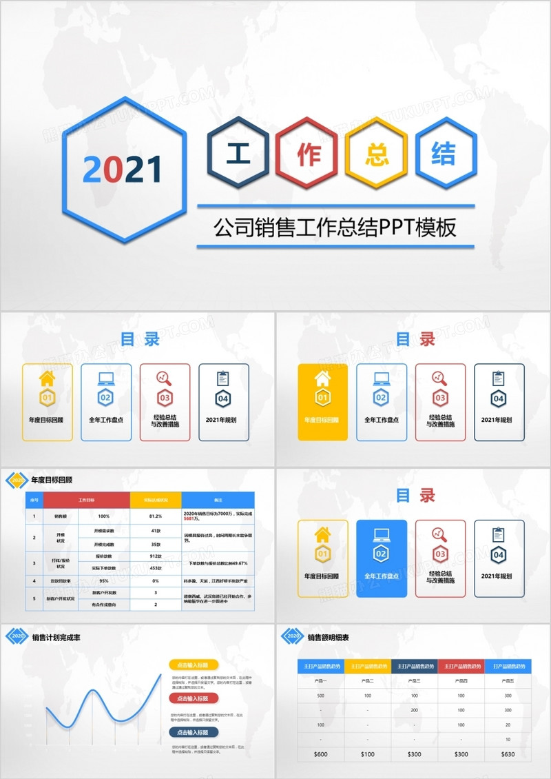 工作总结 简约全面销售部年终工作总结报告PPT模板下载 图客巴巴