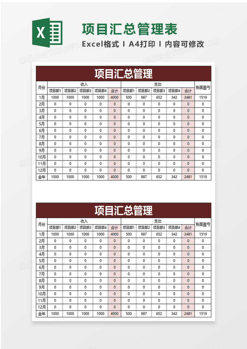 项目汇总管理表EXCEL模板下载 管理 图客巴巴