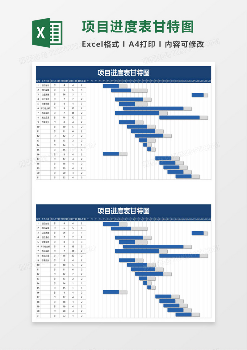 项目进度表甘特图WORD模板下载 甘特图 图客巴巴